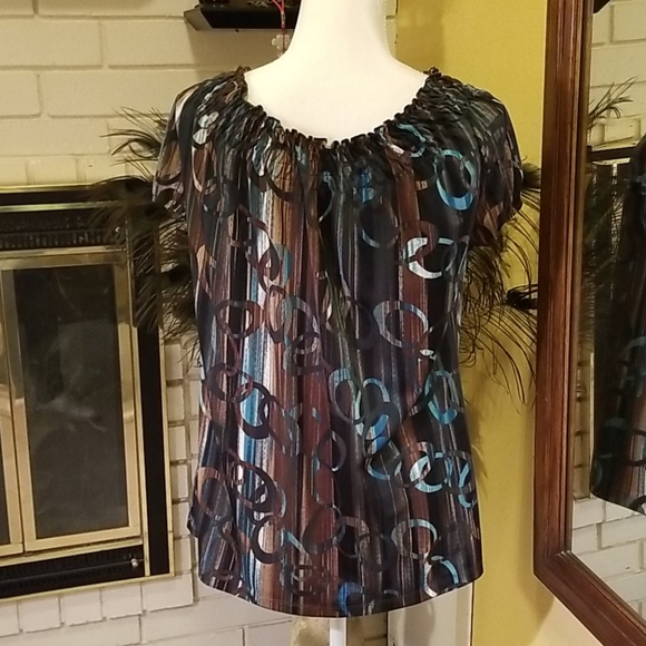 Carol Rose | Tops | Carol Rose Peasant Blouse Turqbrown Sz L | Poshmark